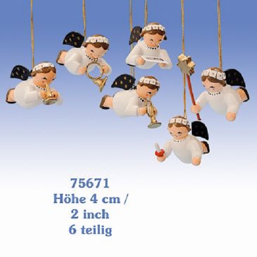 Set of 6 Angel Ornaments KWO Erzgebirge Germany